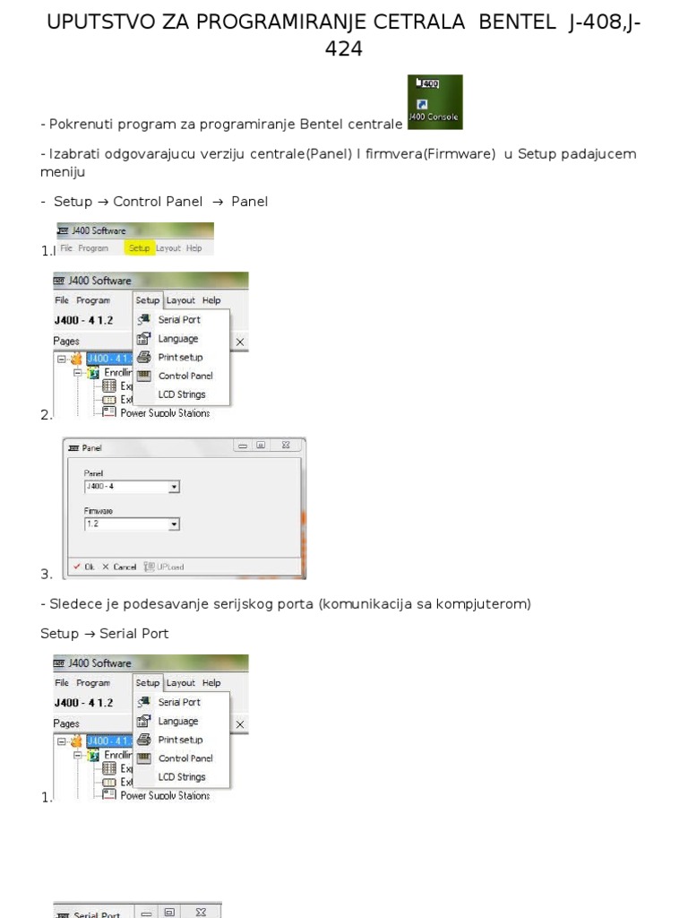 Uputstvo Za Programiranje Cetrale Bentel J | PDF