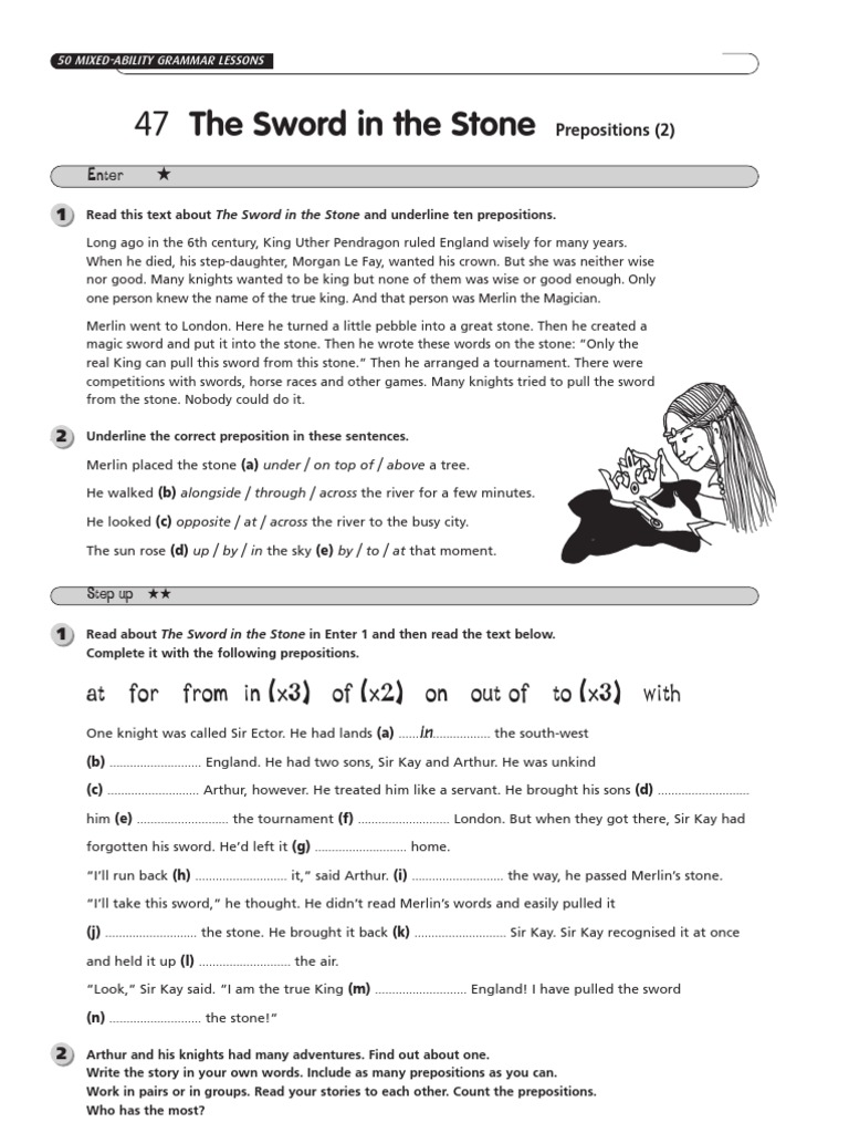 47 The Sword in The Stone: at For From in (x3) of (x2) On Out of To (x3 ...