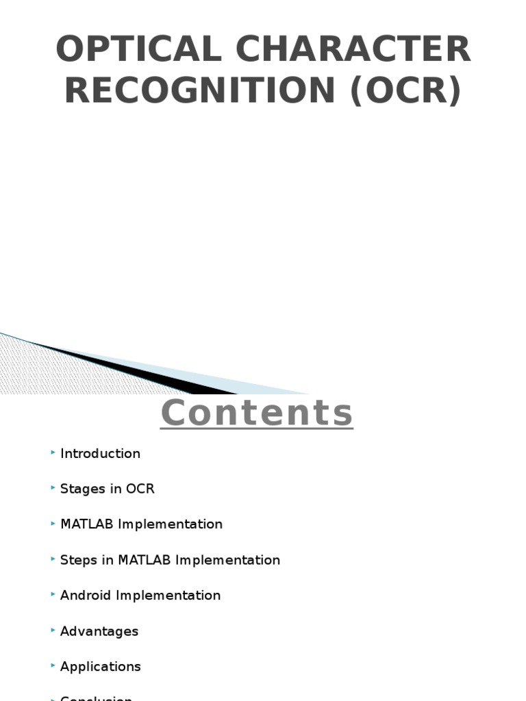OCR: MATLAB & Android Implementation | PDF | Optical Character Recognition | Image Segmentation