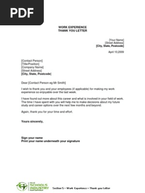 Work Experience Thank You Letter Free Job Letter Of Intent Template