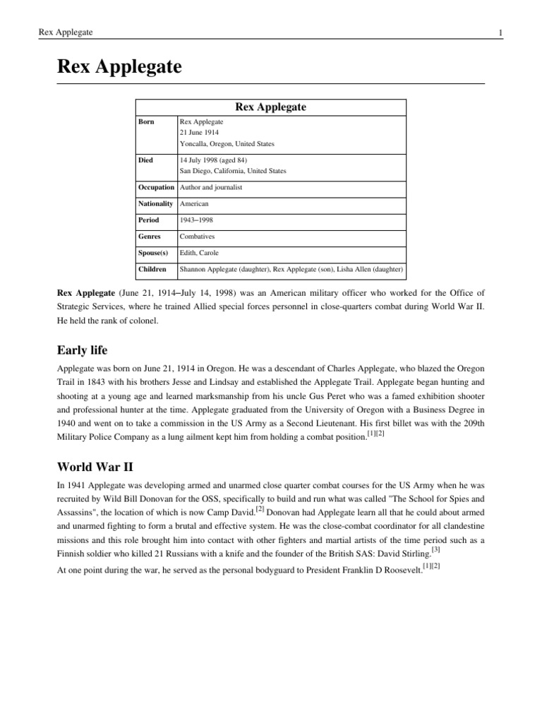 Rex Applegate | PDF | Military Science | Combat