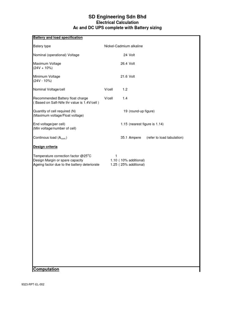 24vdc Ups Battery Sizing | PDF | Battery Charger | Battery (Electricity)