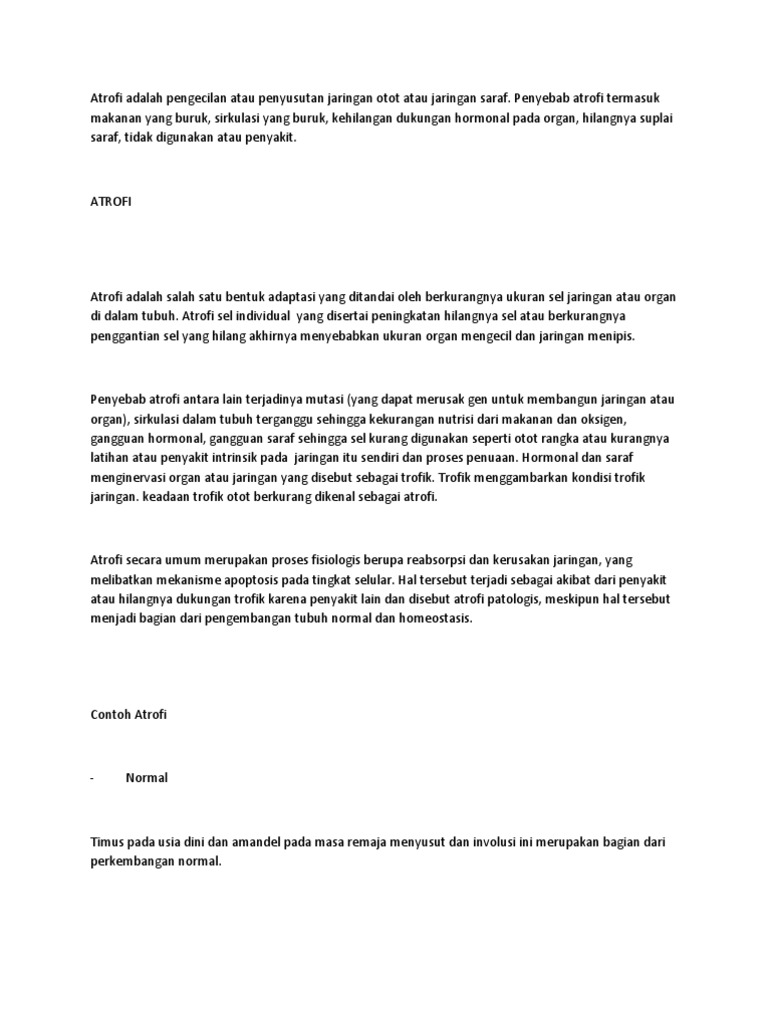 Atrofi Adalah Pengecilan Atau Penyusutan Jaringan Otot Atau Jaringan ...