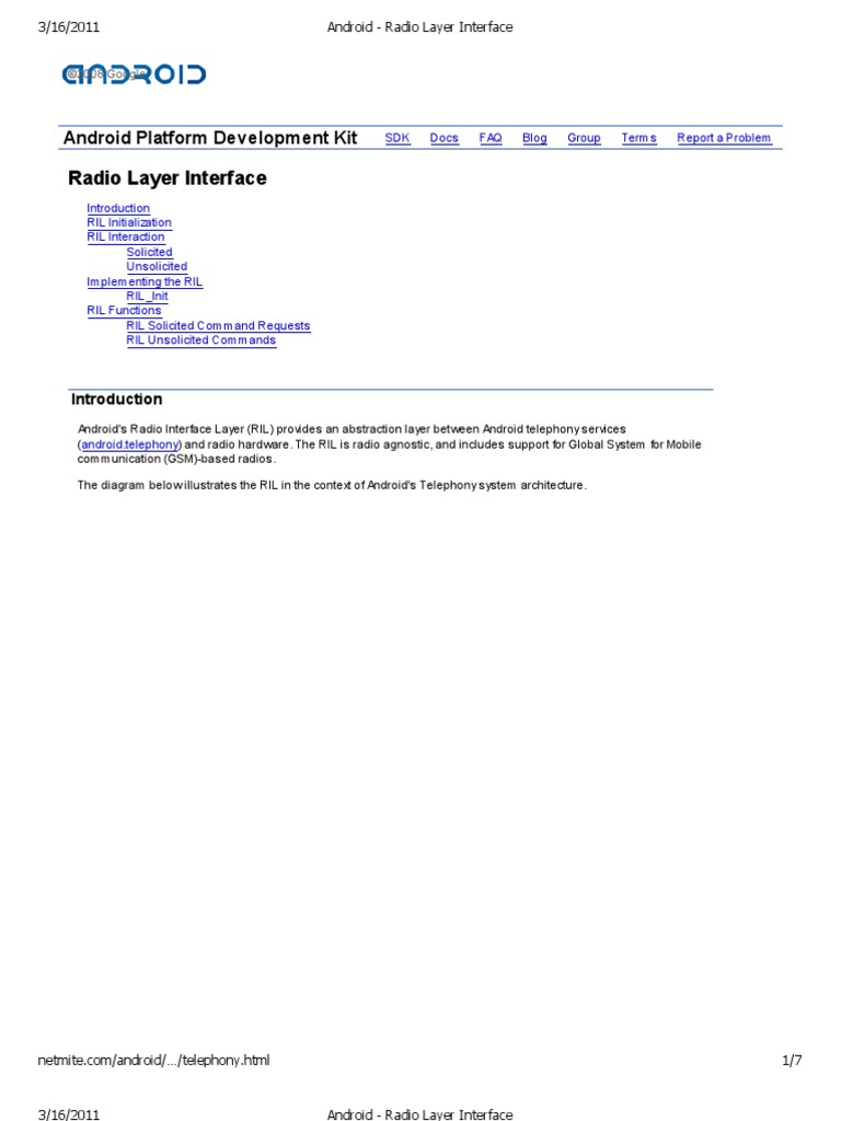 Android - Radio Layer Interface | PDF | Android (Operating System) | Subroutine