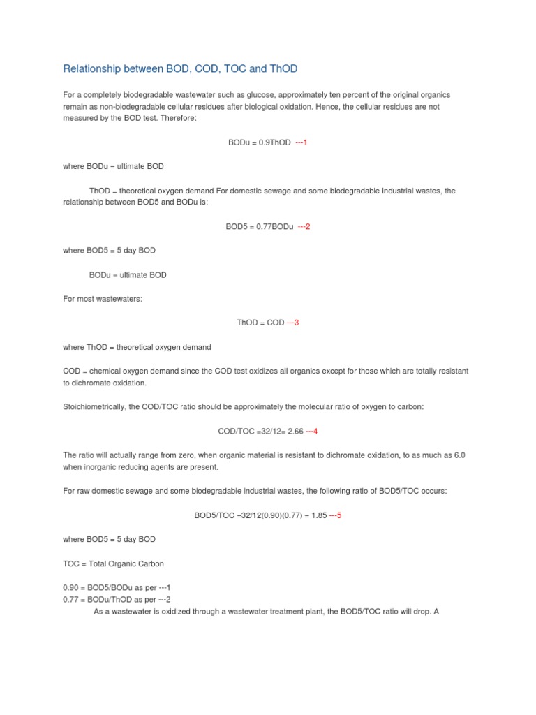 Relationship Between BOD, COD | PDF | Sewage Treatment | Biodegradation