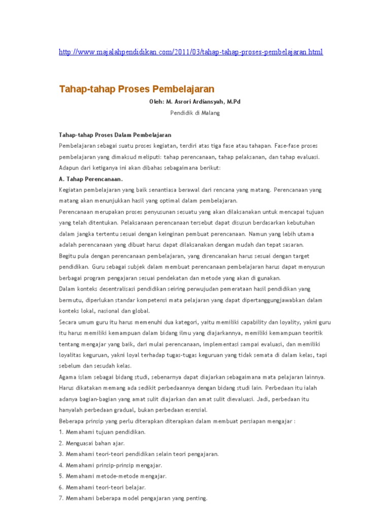 Tahap-Tahap Proses Pembelajaran | PDF
