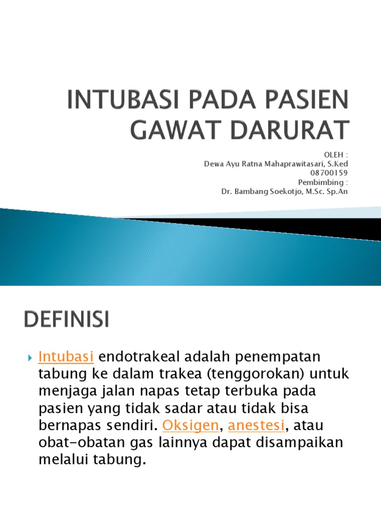 Intubasi Pada Pasien Gawat Darurat | PDF