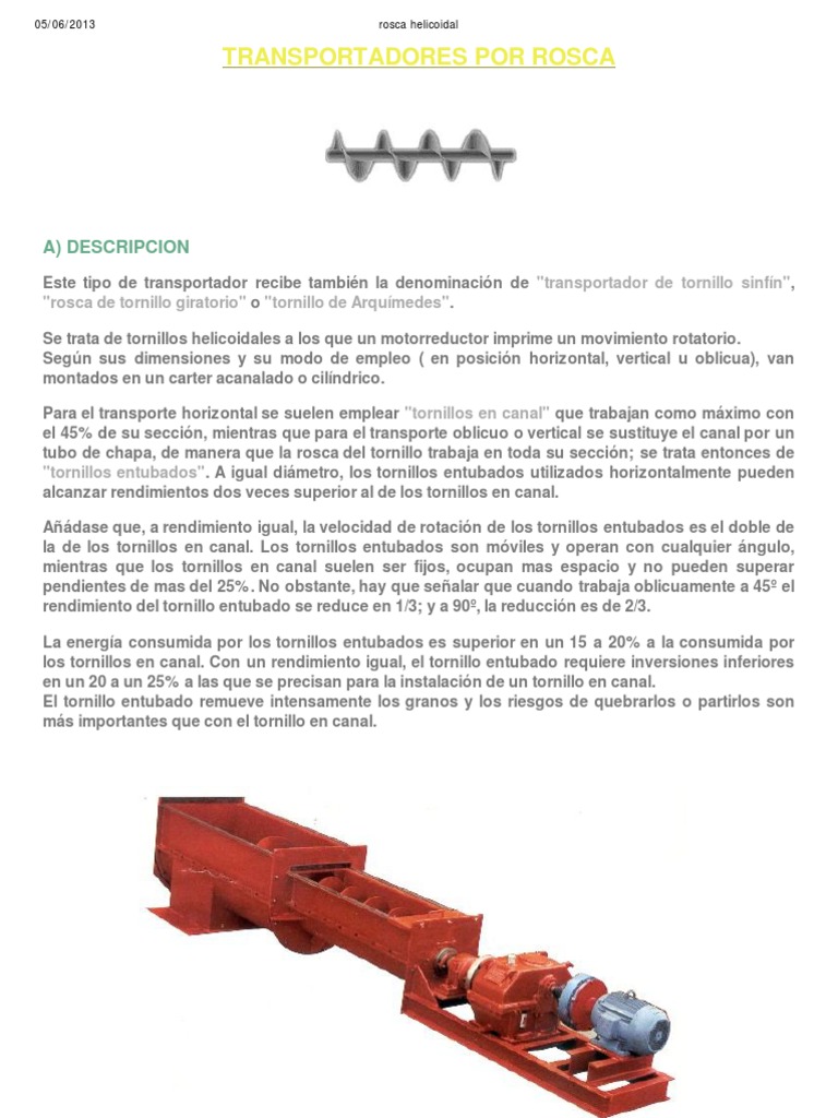 Rosca Helicoidal | Descargar gratis PDF | Tornillo | Máquinas