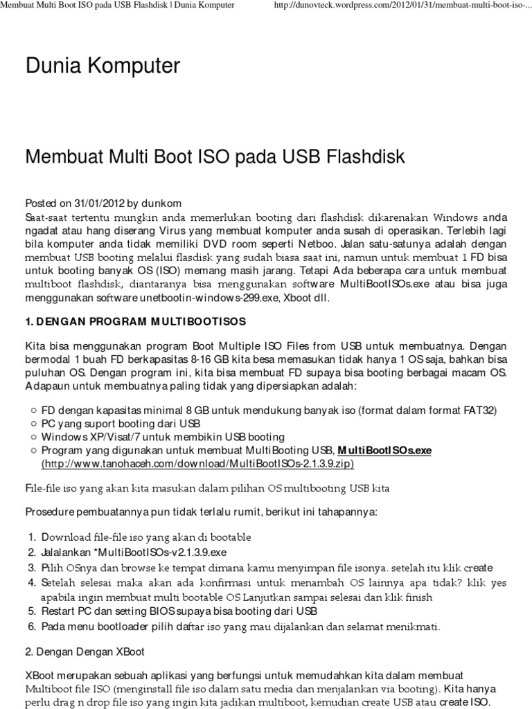 Membuat Multi Boot ISO Pada USB Flashdisk - Dunia Komputer PDF | PDF