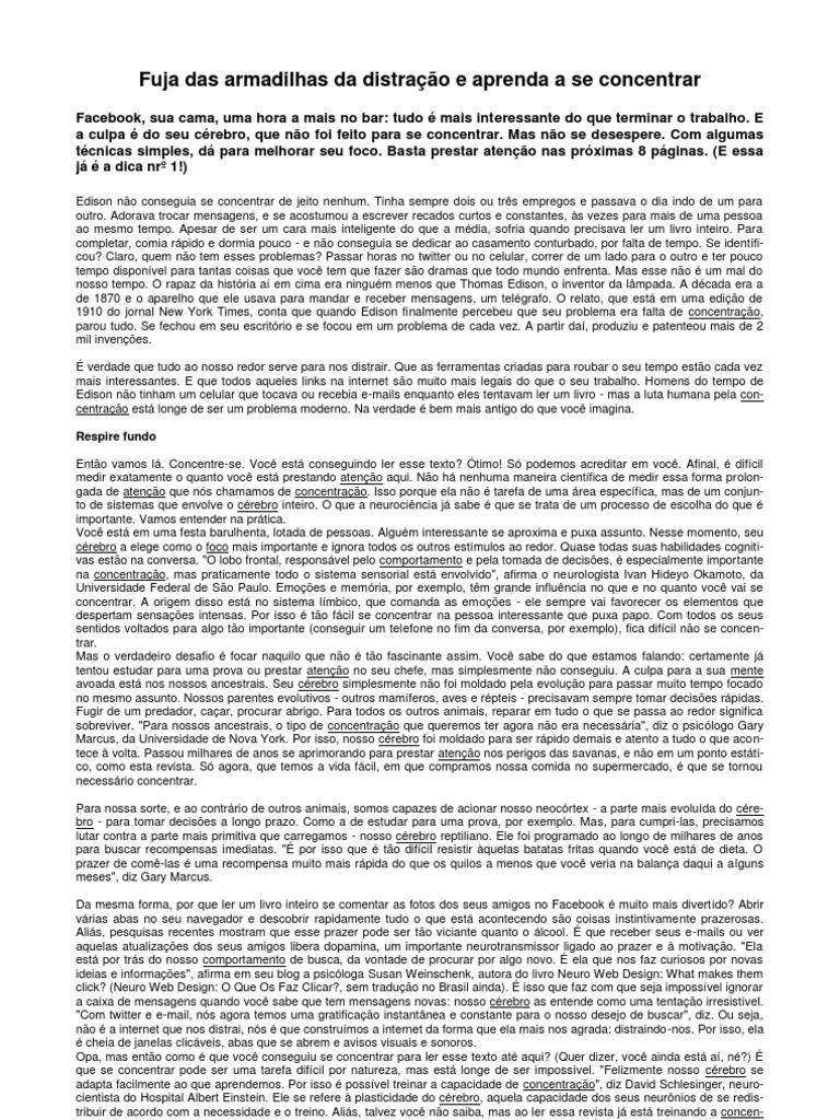Fuja das armadilhas da distração e aprenda a se concentrar | PDF ...