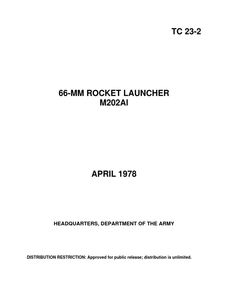 M202A1 FLASH 66mm Incendiary Launcher | PDF | Artillery | Trigger ...