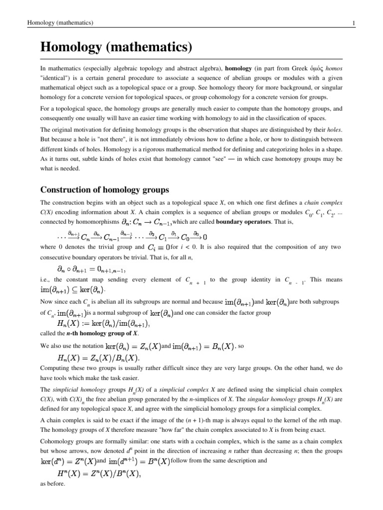 Homology (Mathematics) | PDF | Group (Mathematics) | Topology