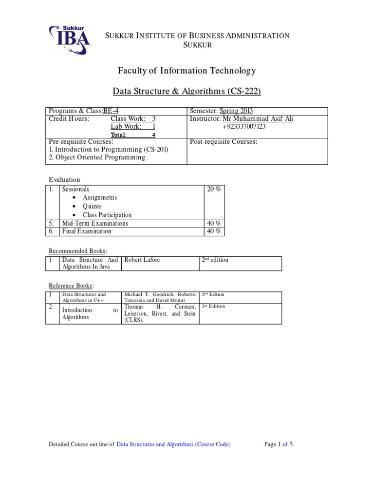 Data Structures Outline | PDF | Time Complexity | Algorithms