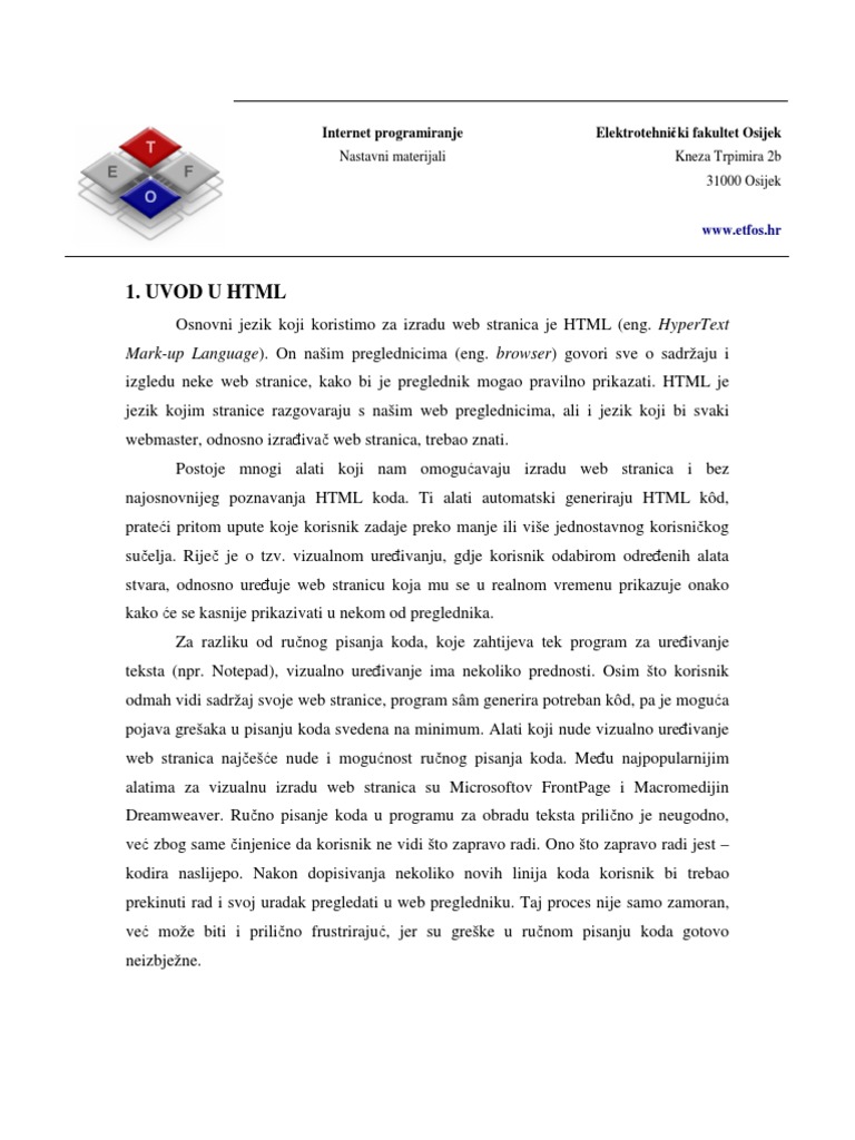Osnove HTML A | PDF