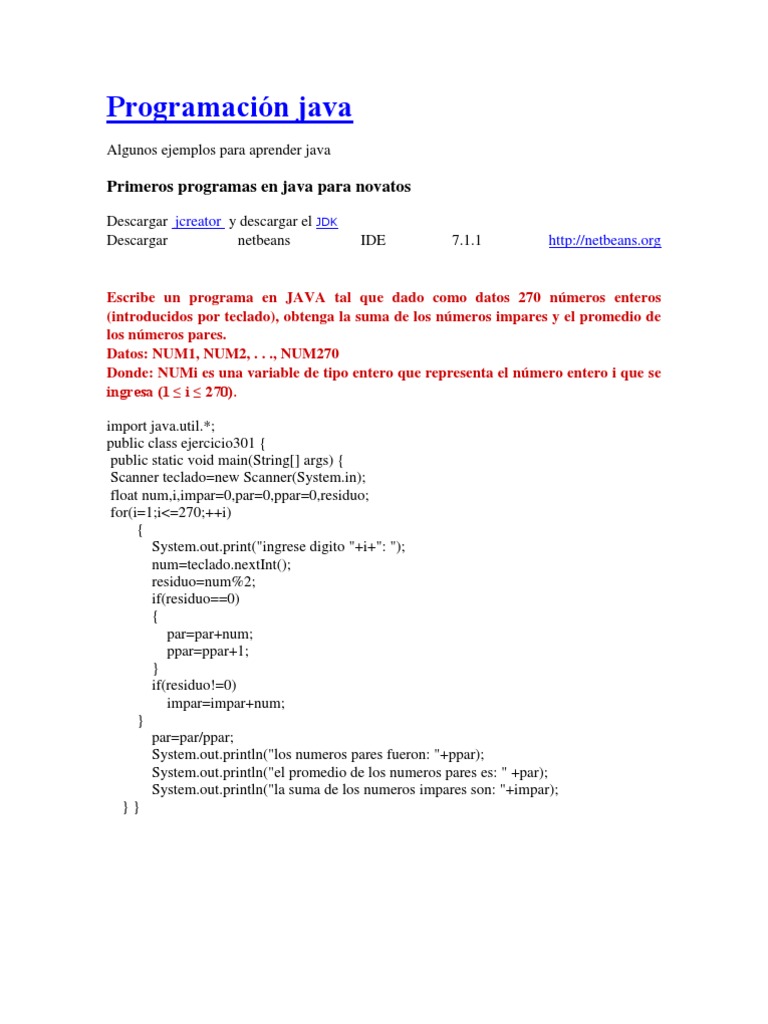 Programación Java | PDF | Estructura de datos de matriz | Java ...