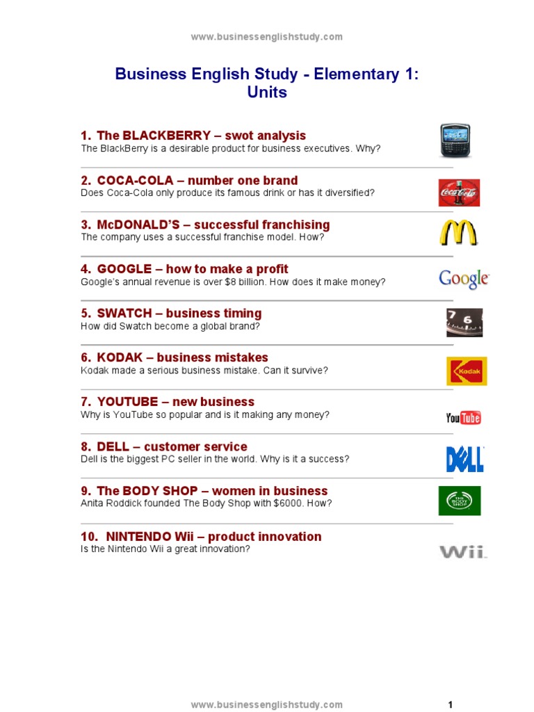 Business English Reading Units Overview | PDF | Black Berry Limited ...