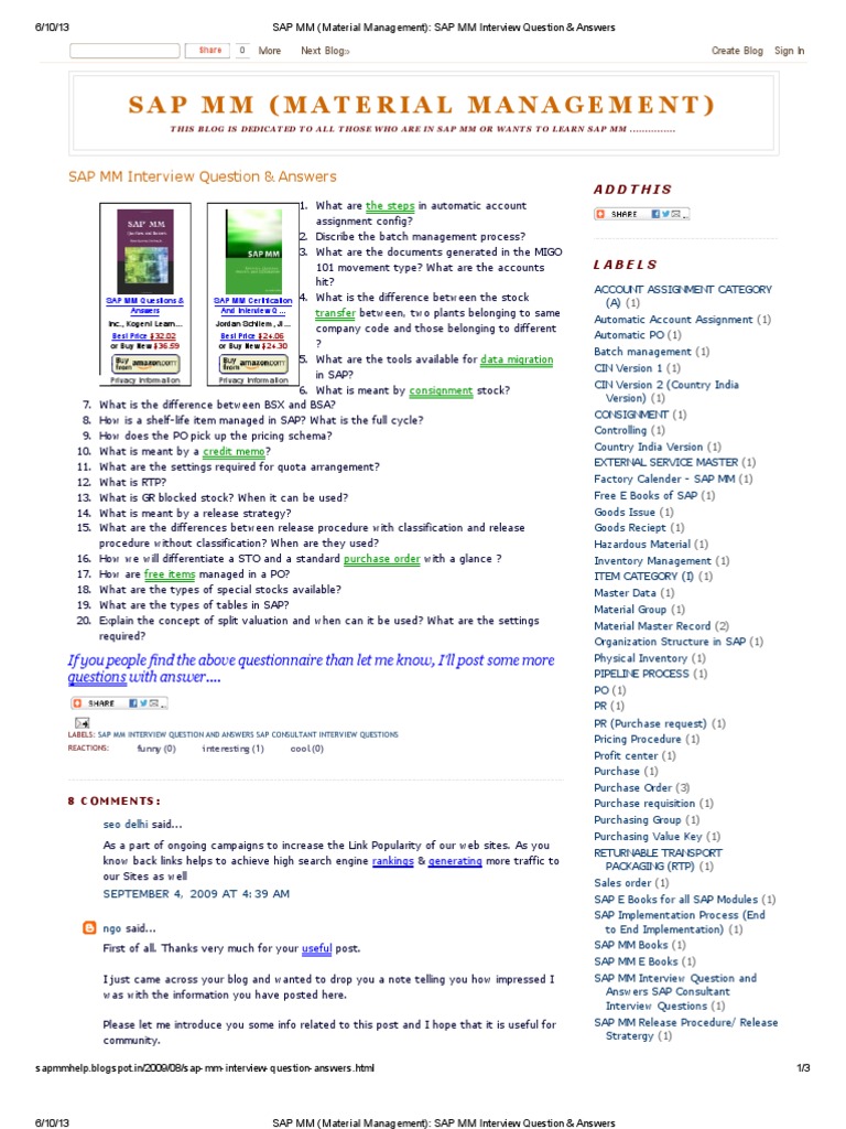 SAP MM (Material Management) - SAP MM Interview Question & Answers ...
