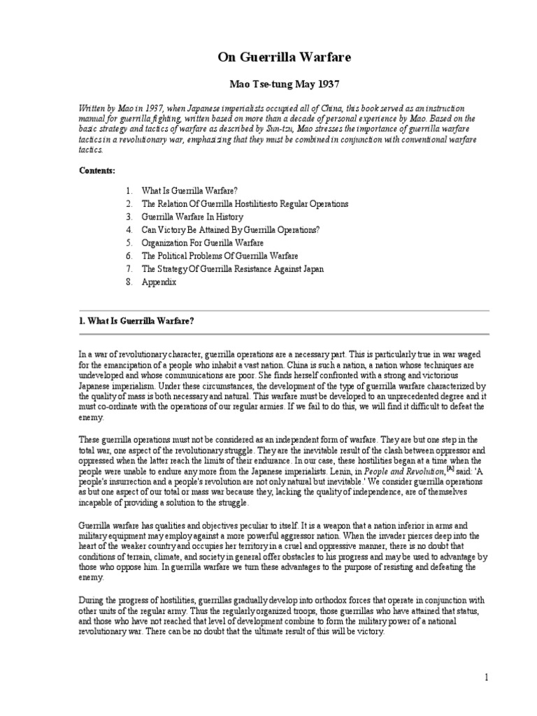 Mao's Guide to Guerrilla Warfare | PDF | Guerrilla Warfare | Empire Of ...