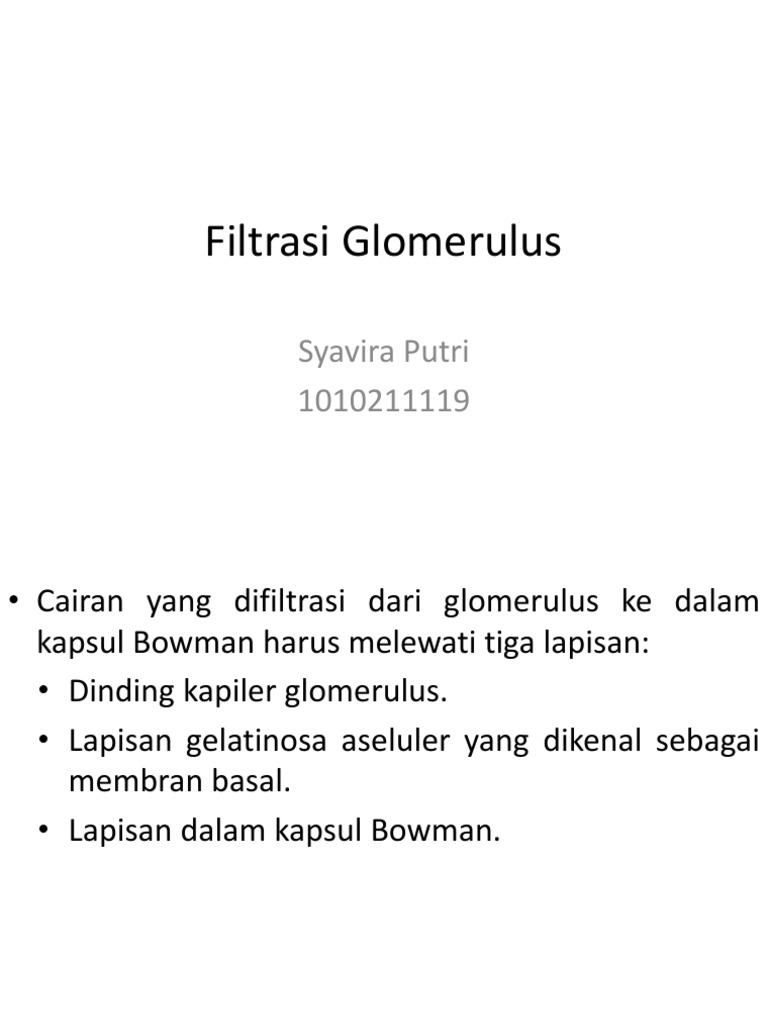 Mekanisme Filtrasi Glomerulus dan GFR | PDF