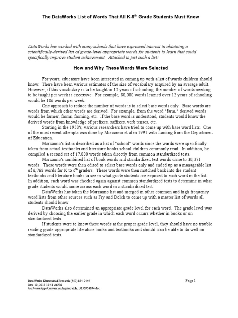 Words Students Should Know | PDF | Standardized Tests | Vocabulary