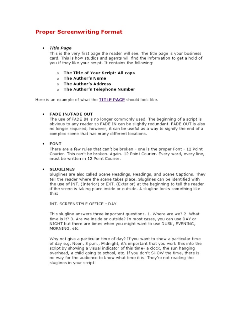 Screenwriting Format | PDF | Screenplay | Leisure