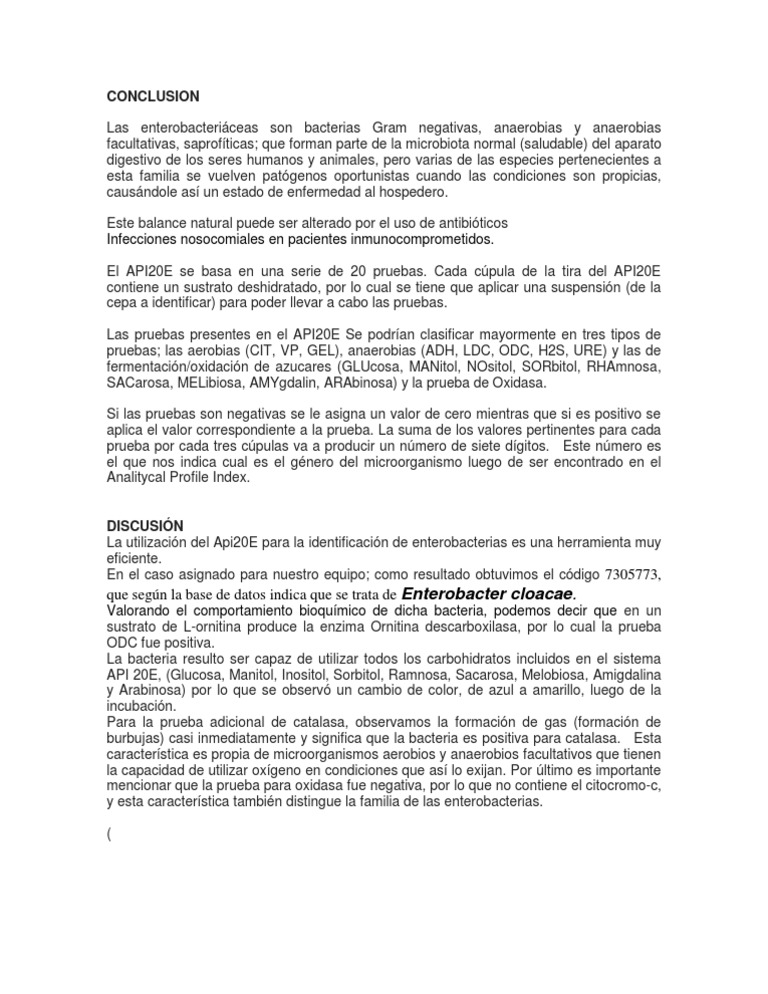 Caracterización bioquímica de Enterobacter cloacae utilizando el ...