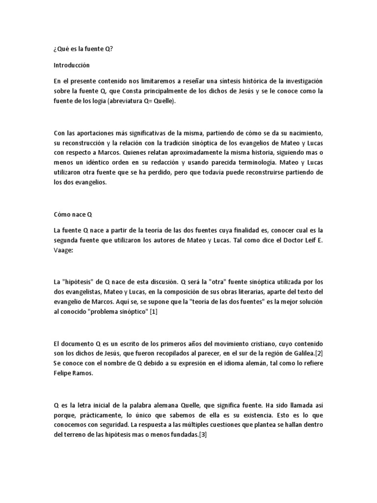 Fuente Q | PDF | Evangelios | Evangelio De Lucas