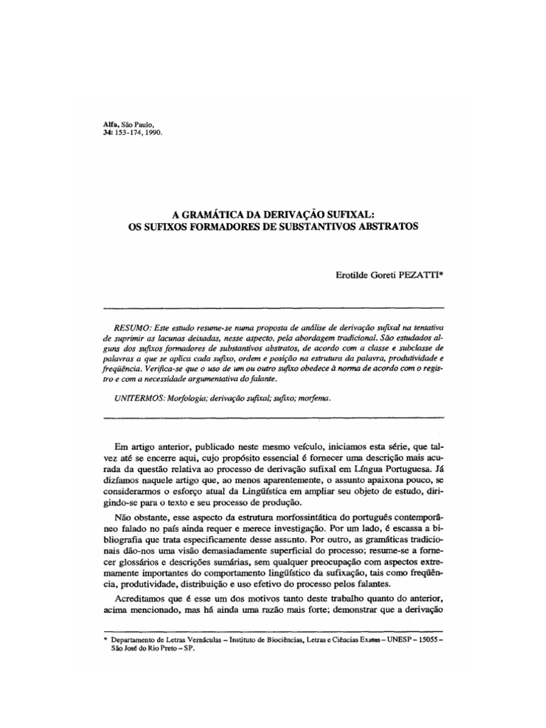 A Gramática Da Derivação Sufixal - Os Sufixos Formadores de ...