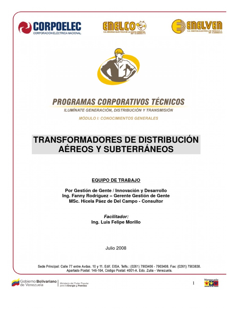 Transformadores de Distribucion Aereos y Subterraneos ENELVEN | PDF ...