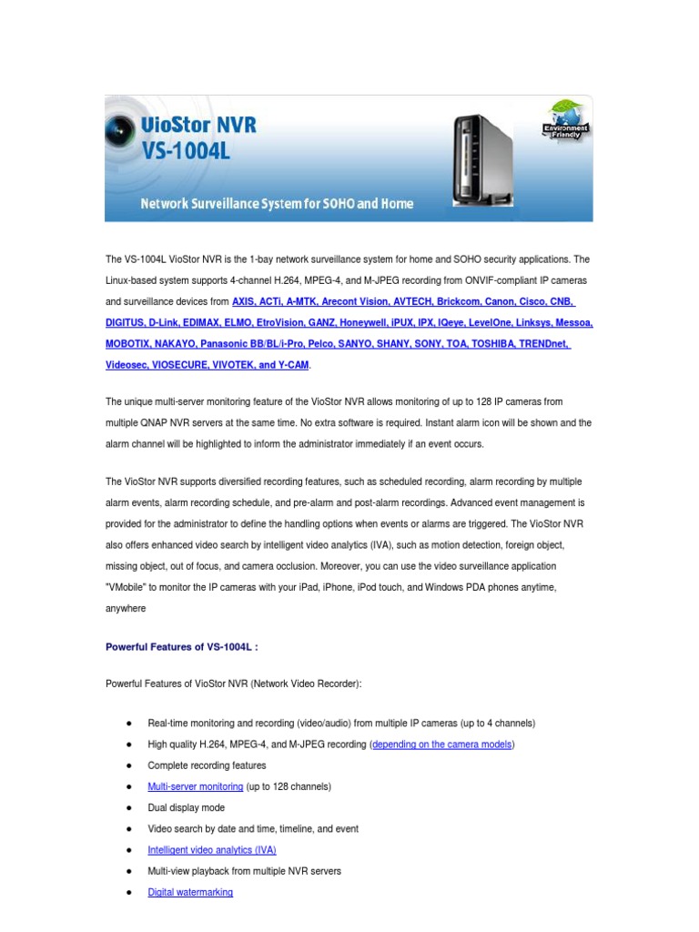 Qnap Vs 1004l Spec Pdf Surveillance File Transfer Protocol