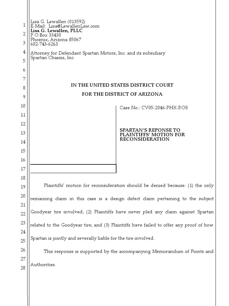 Response To Plaintiffs' Motion For Reconsideration | PDF | Discovery ...