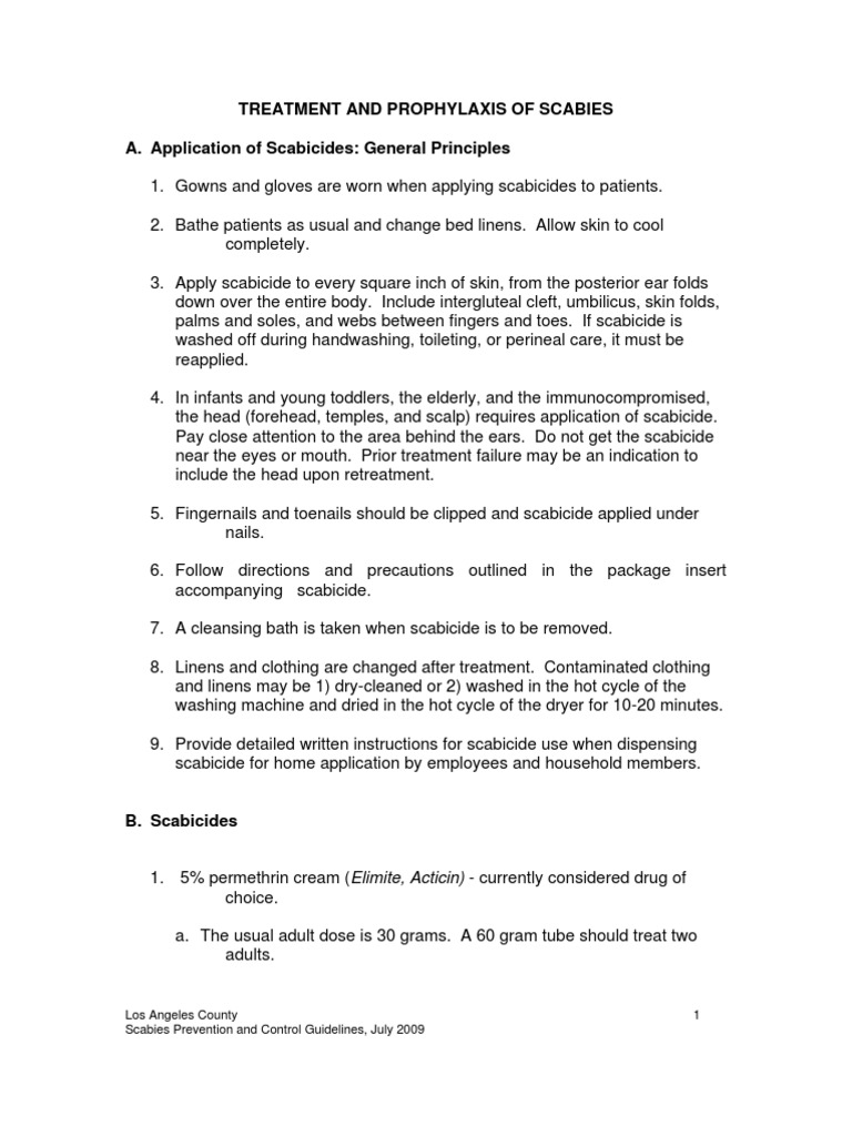Guidelines for the Treatment and Prophylaxis of Scabies Outlining Best ...