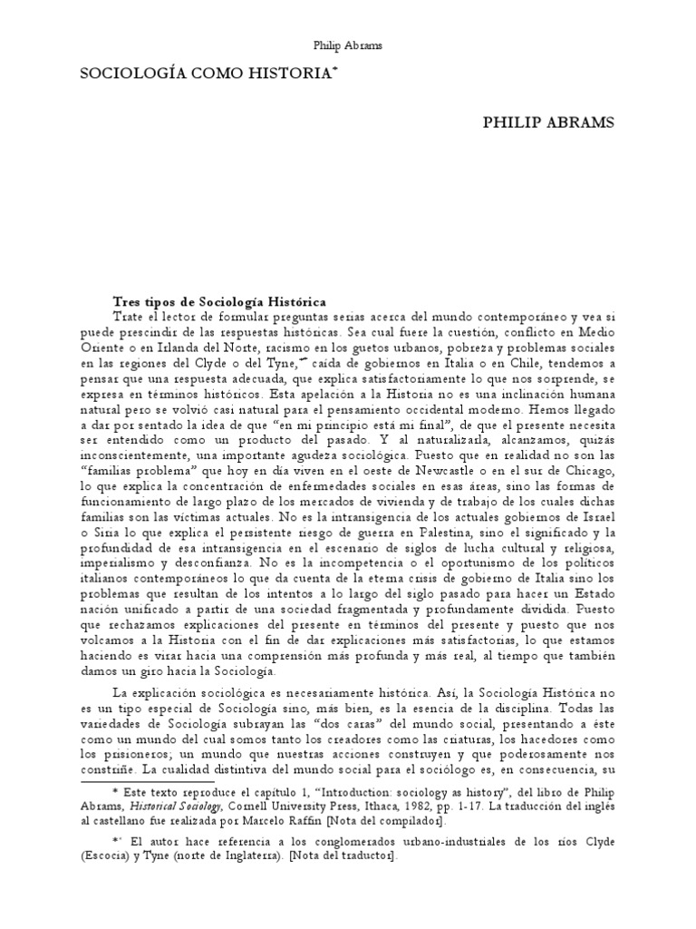 Sociología como Historia: Philip Abrams | PDF | Sociología | Sociedad