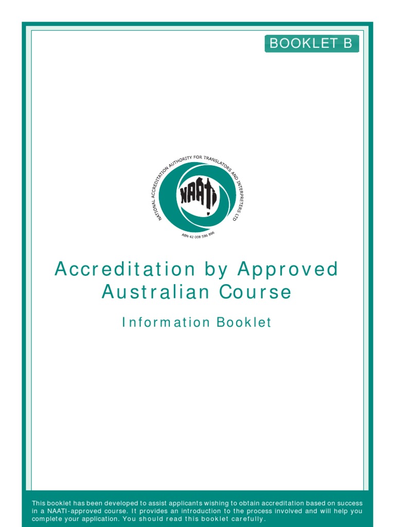 Accreditation by Approved Australian Course Booklet | PDF ...