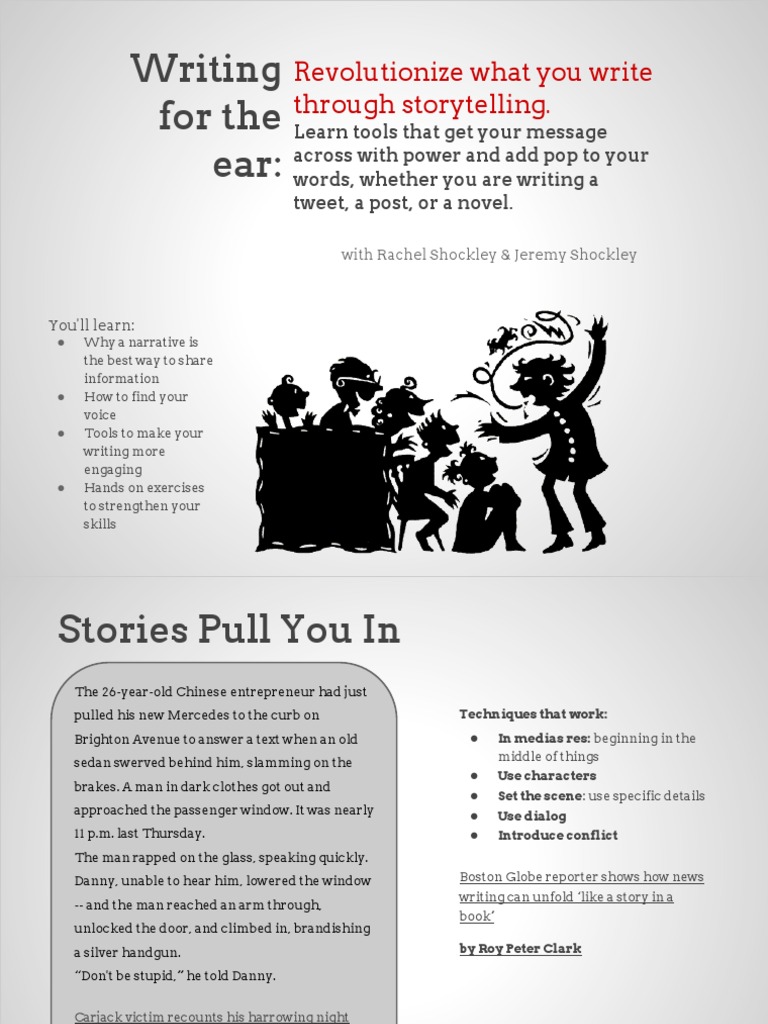 Writing For The Ear - Revolutionize What You Write Through Storytelling ...