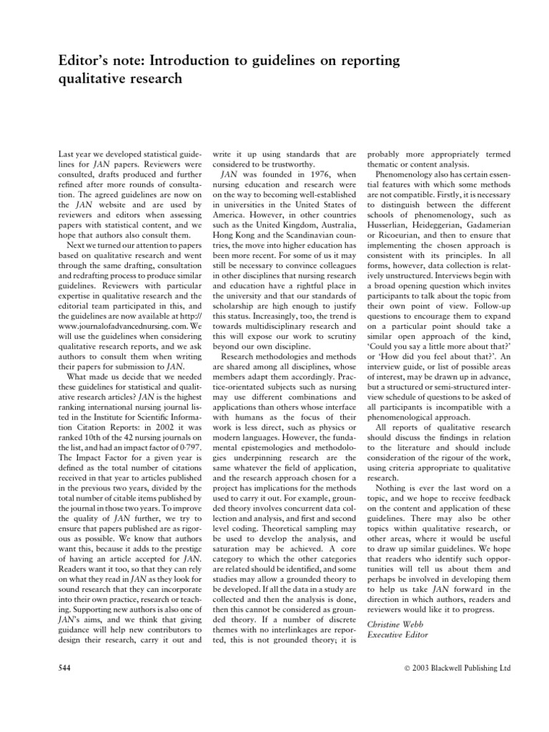 Intoduction Guidelines Reporting QR | PDF | Qualitative Research ... Intoduction Guidelines Reporting QR | PDF | Qualitative Research ...