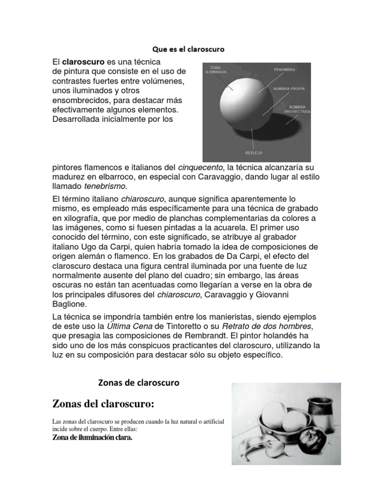 Que Es El Claroscuro | PDF | Técnicas de pintura | Medios de arte