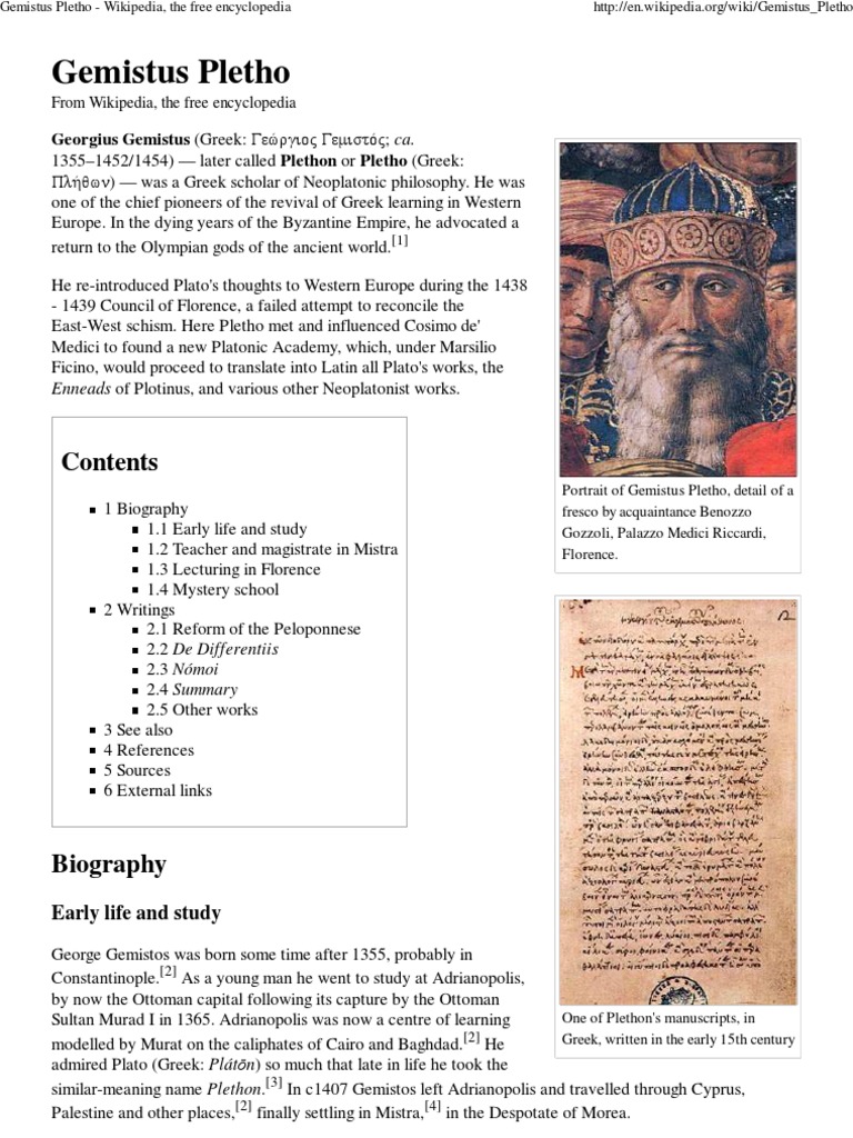 Gemistus Pletho - Bio | PDF | Religion And Belief | Science