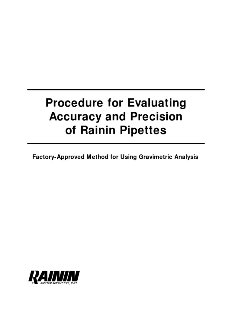 Procedure For Evaluating Accuracy and Precision of Rainin Pipettes ...