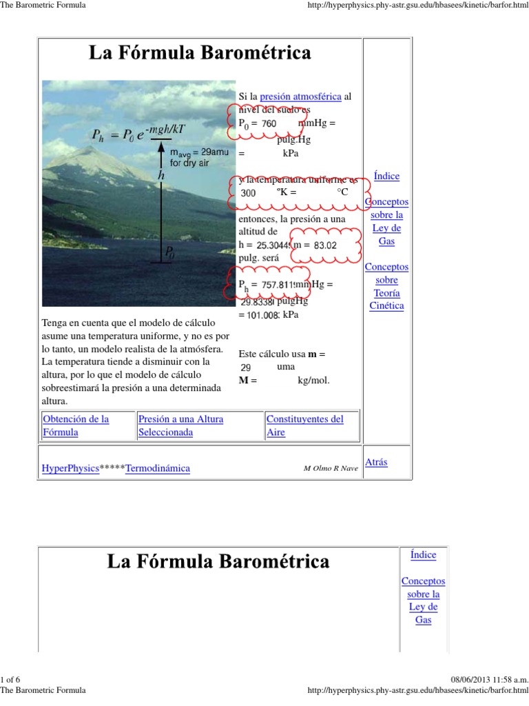 The Barometric Formula V2 | PDF | Gases | Presión atmosférica