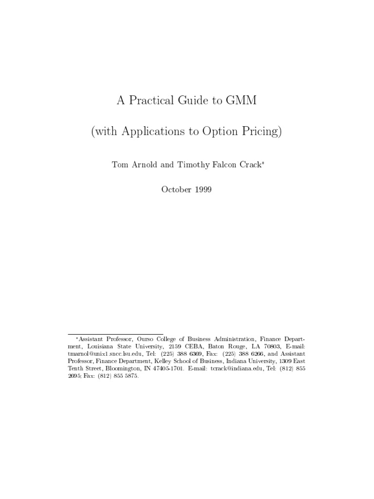 A Practical Guide To GMM (With Applications To Option Pricin | PDF ...
