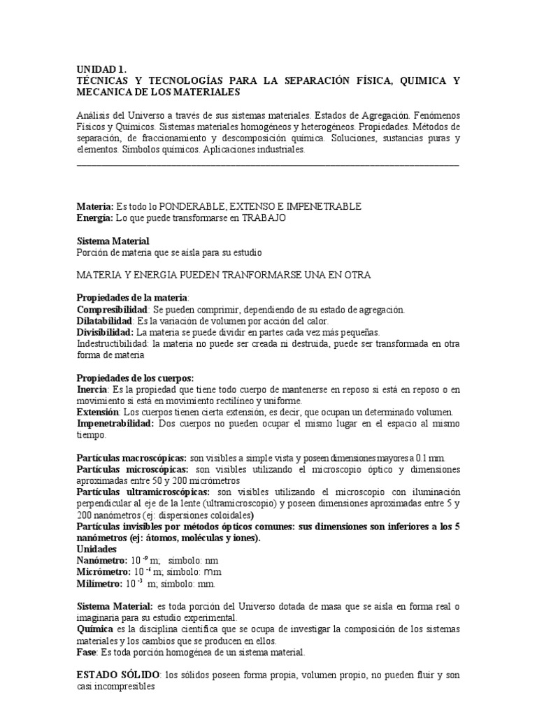Guía de Estudio U1 Sistemas Materiales | PDF | Coloide | Importar