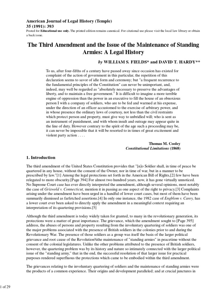 The Third Amendment and TH | PDF | Militia | Natural And Legal Rights