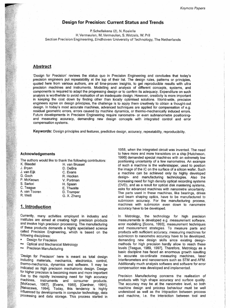Design For Precision Current Status and Trends | PDF | Machines | Force