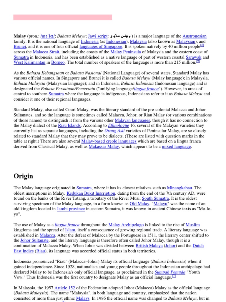Malay Language | PDF | Symbols | Languages Of Southeast Asia