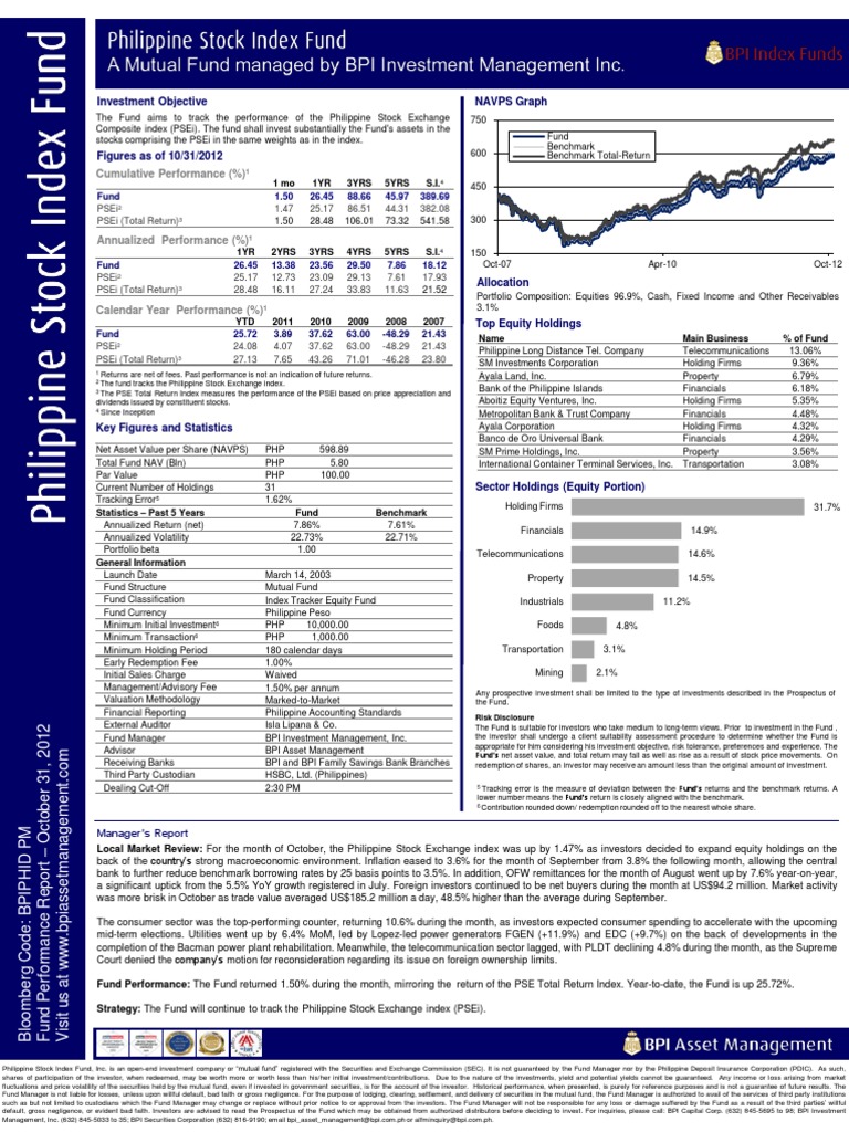 Philippine Stocks Index Fund Corp | PDF | Investment Fund | Stock ...