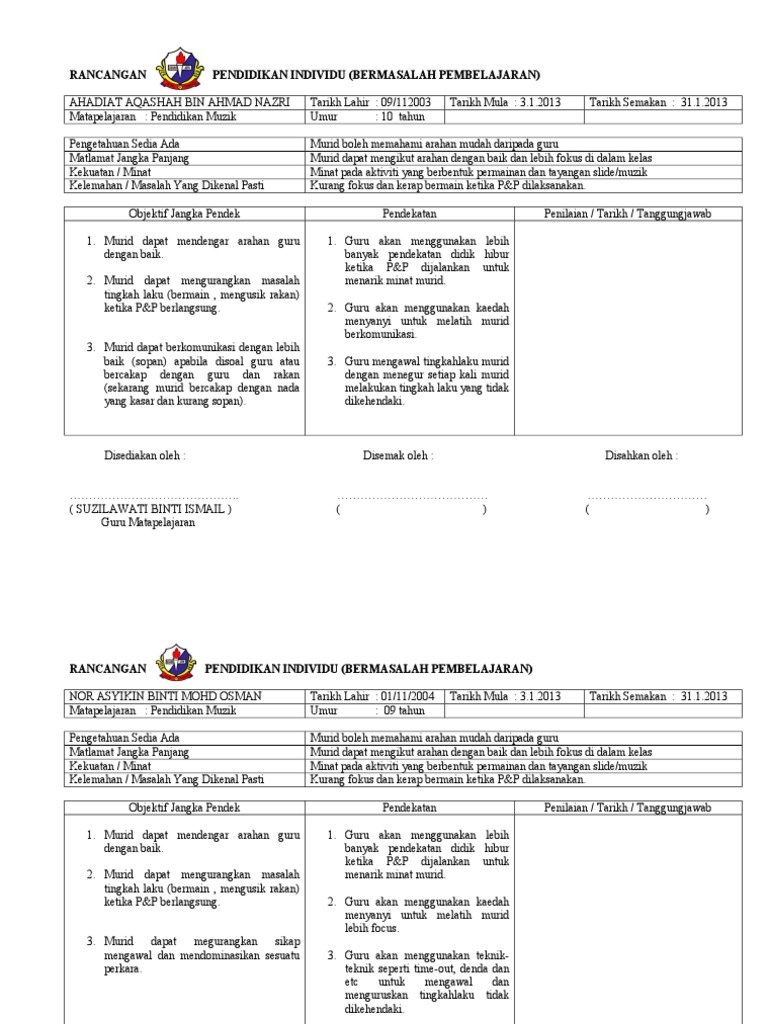 Contoh RPI 2013 | PDF