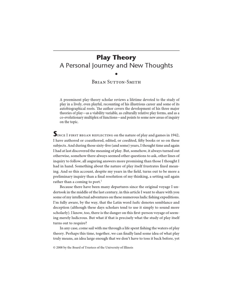 Brian Sutton-Smith's Play Theory Insights | PDF | Psychology ...