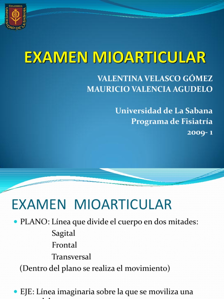 Examen Mioarticular Detallado | PDF | Articulaciones | Anatomía del ...