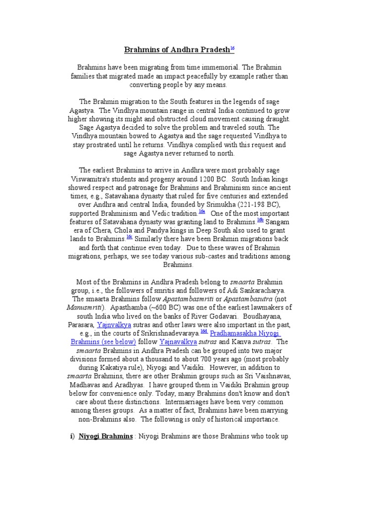 Brahmins of Andhra Pradesh16 | PDF | Vaishnavism | Caste